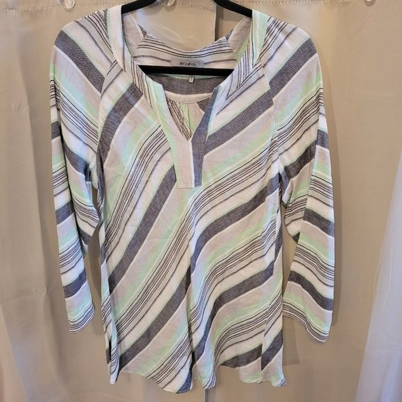 Zozo | Tops | Zozo Women Tunic Top Medium Mint Green Linen Blend ...